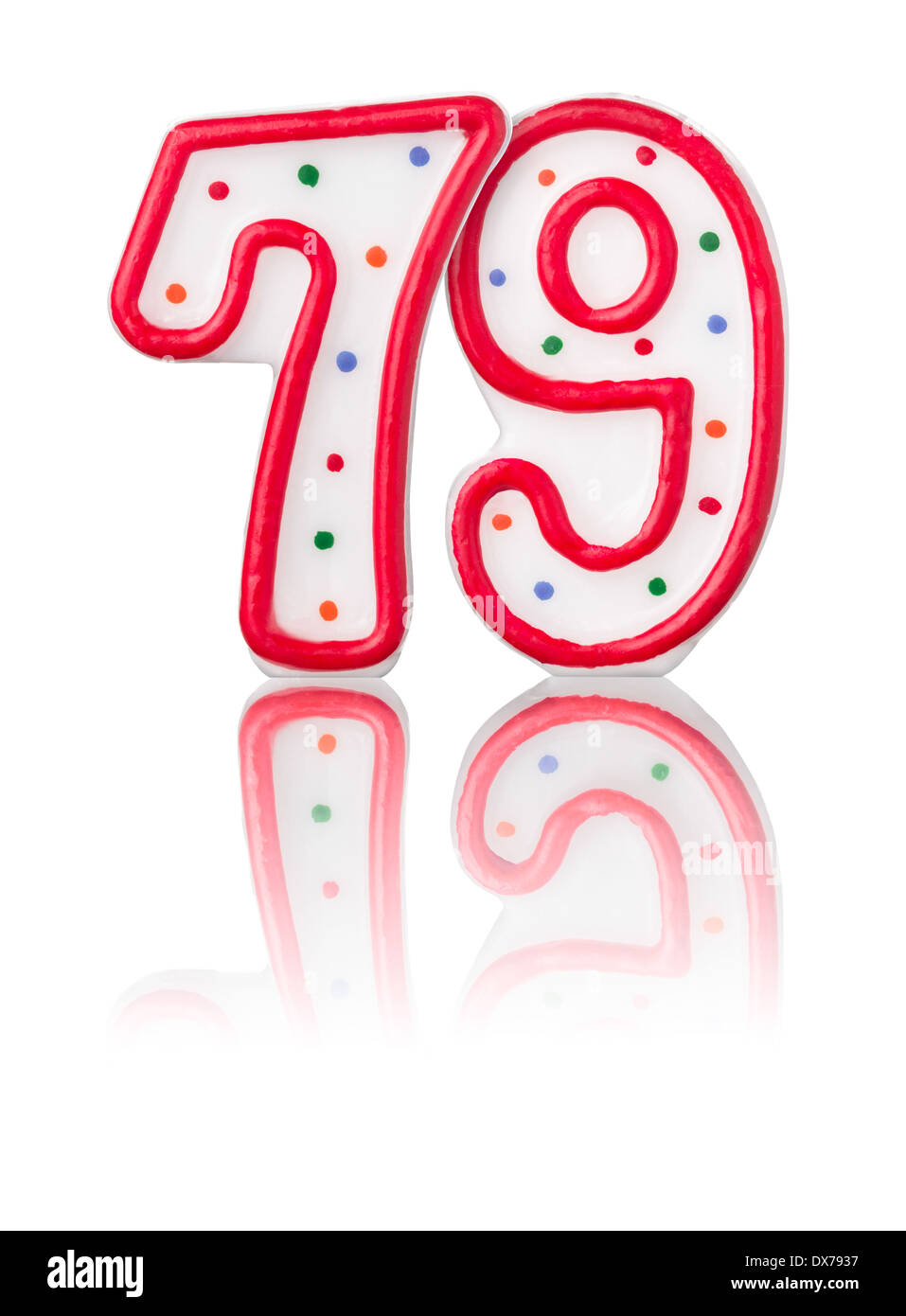 Red number 79 with reflection on a white background Stock Photo - Alamy