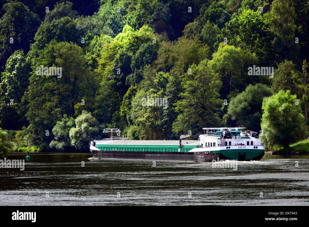Cargo Barge Boat Main River Germany DE Europe Stock Photo - Alamy