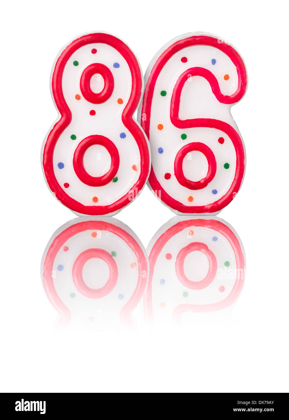 Red number 86 with reflection on a white background Stock Photo - Alamy