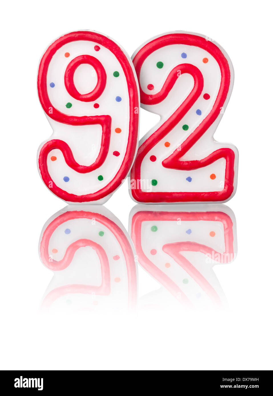 Red number 92 with reflection on a white background Stock Photo - Alamy