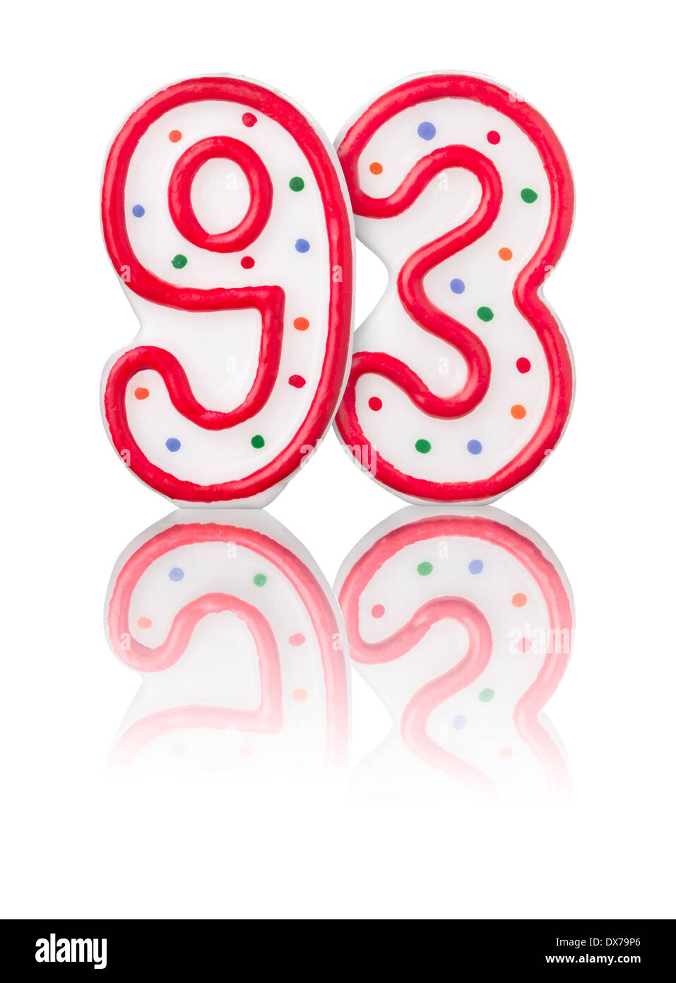 Red number 93 with reflection on a white background Stock Photo - Alamy