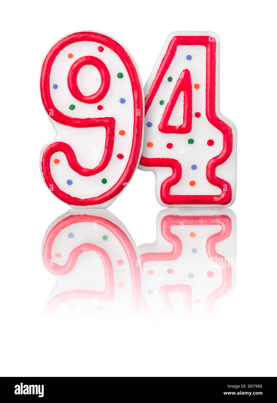 Red number 94 with reflection on a white background Stock Photo - Alamy