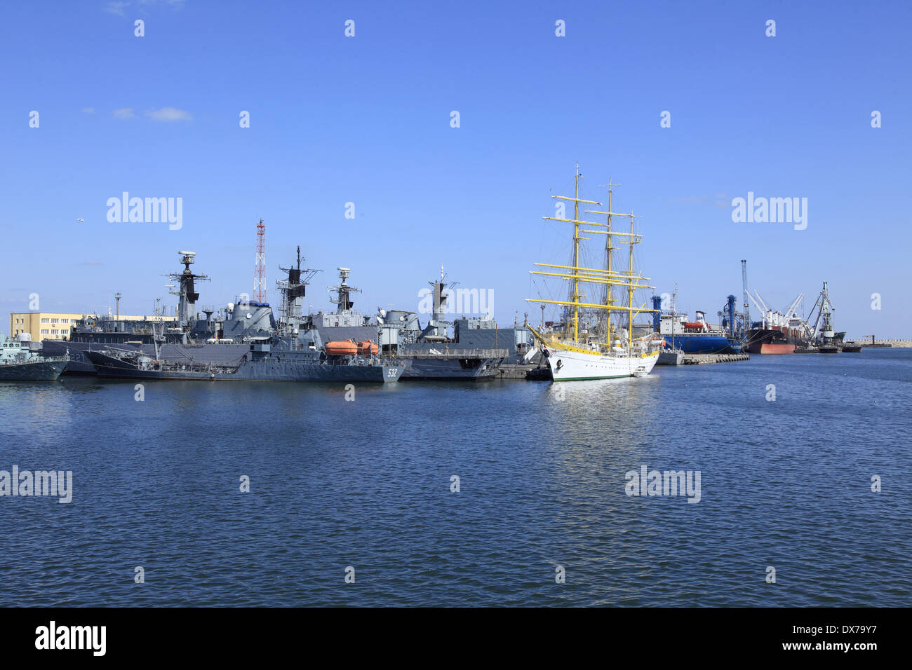 Romania. Black Sea. Constanta. Naval Port + Training Ship Stock Photo ...