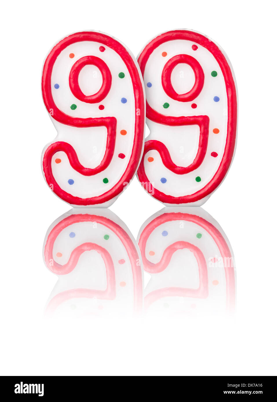 Red number 99 with reflection on a white background Stock Photo - Alamy