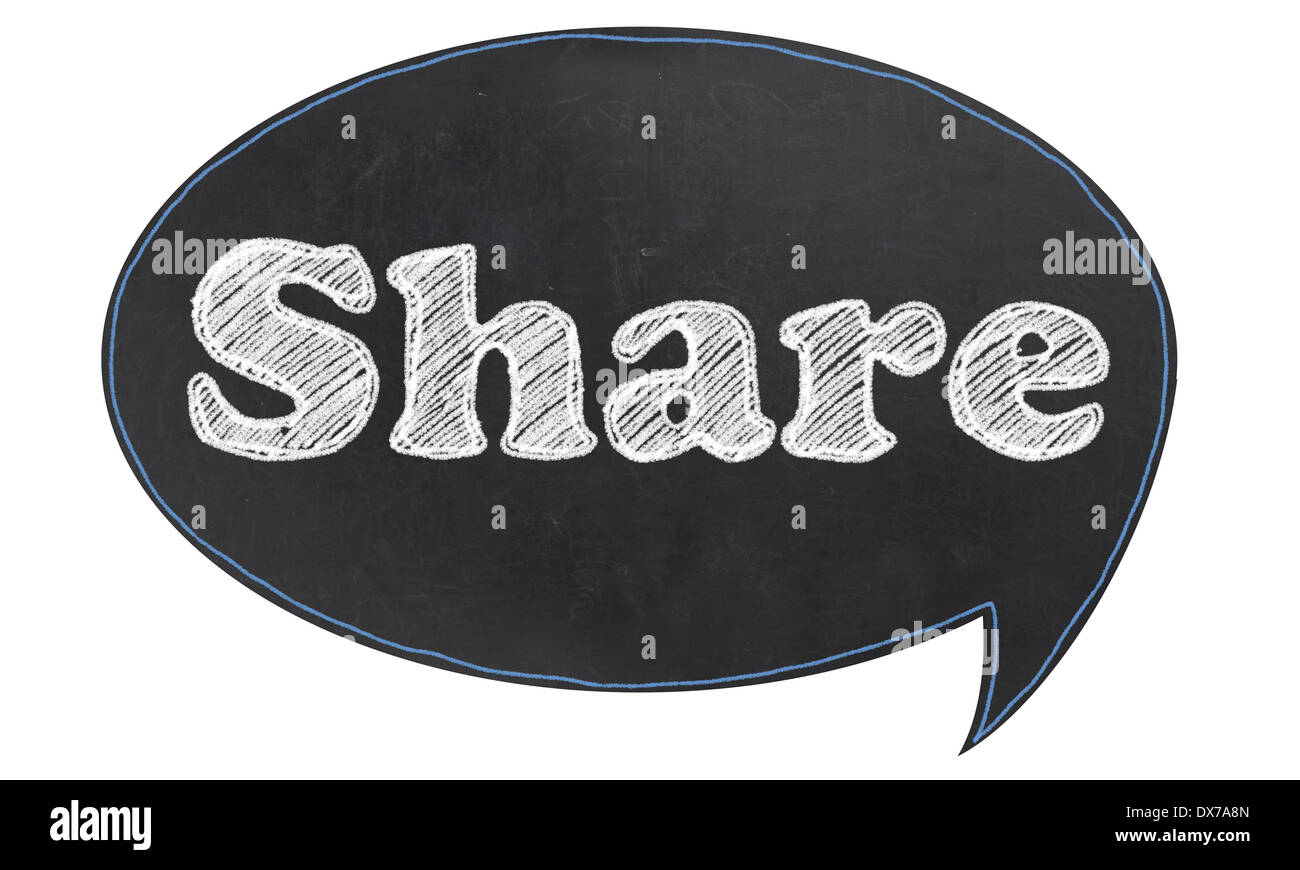 Share on Blackboard with Clipping Path and White Background Stock Photo ...