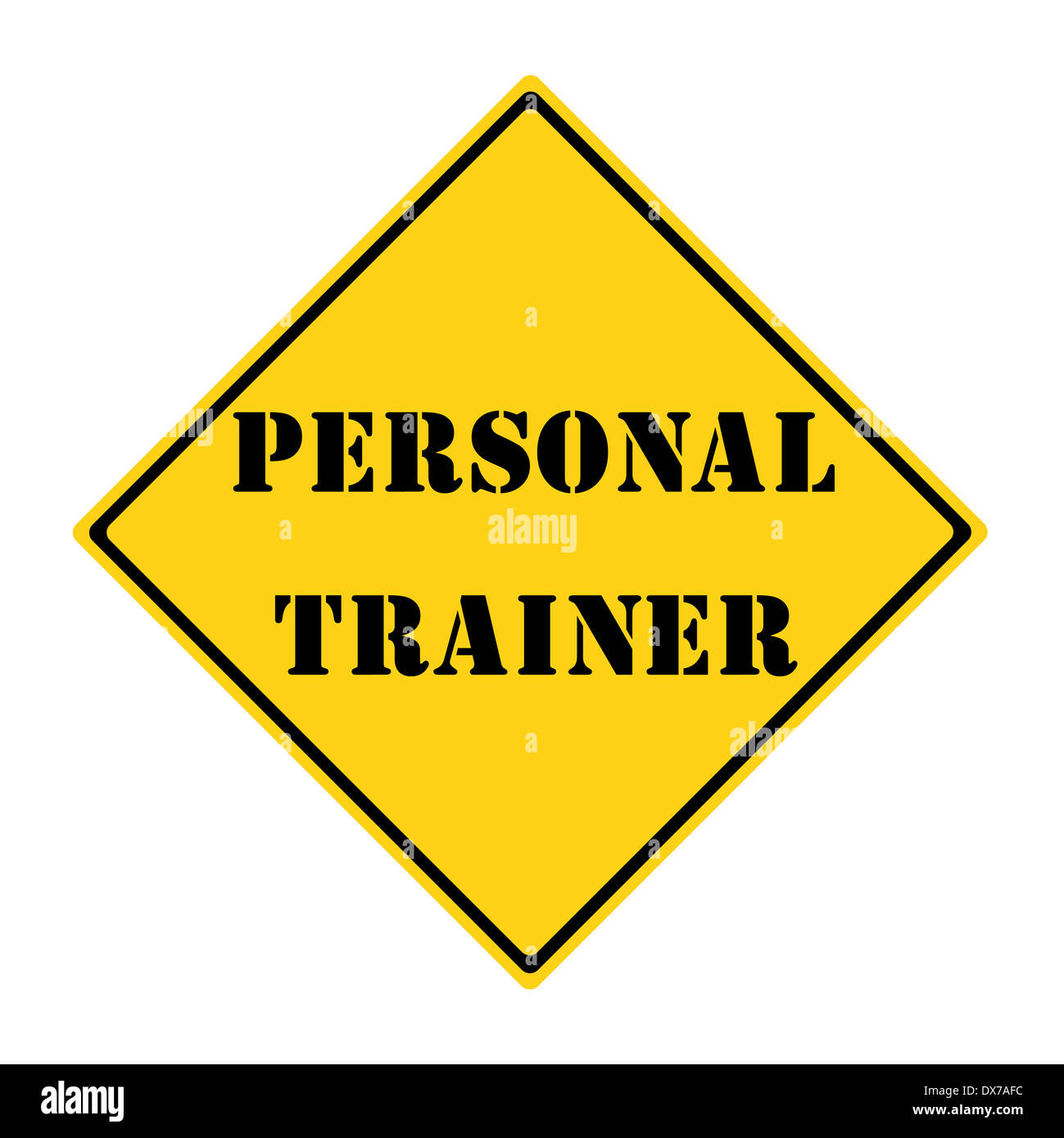 A yellow and black diamond shaped road sign with the words PERSONAL ...