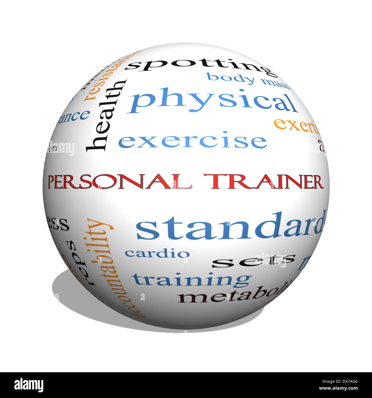 Personal Trainer 3D sphere Word Cloud Concept with great terms such as ...
