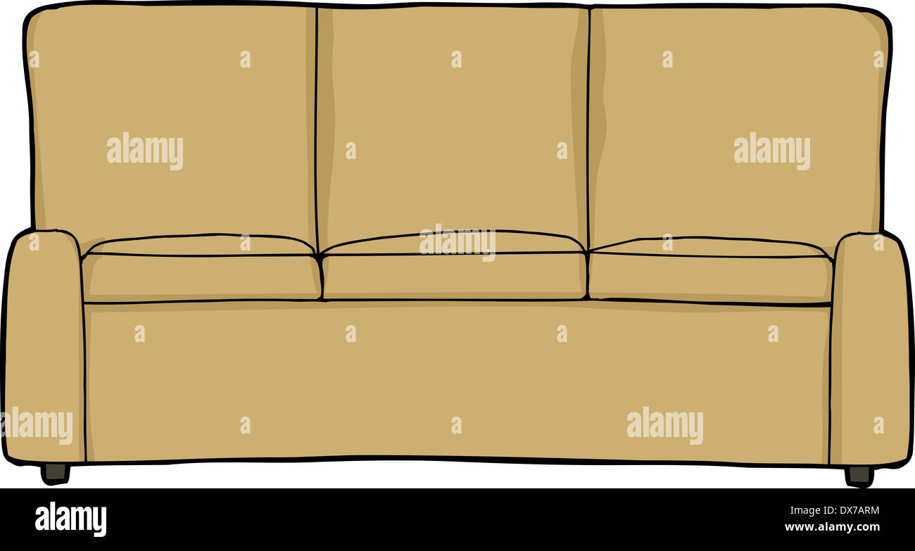 Isolated cartoon sofa front-view on white background Stock Photo - Alamy