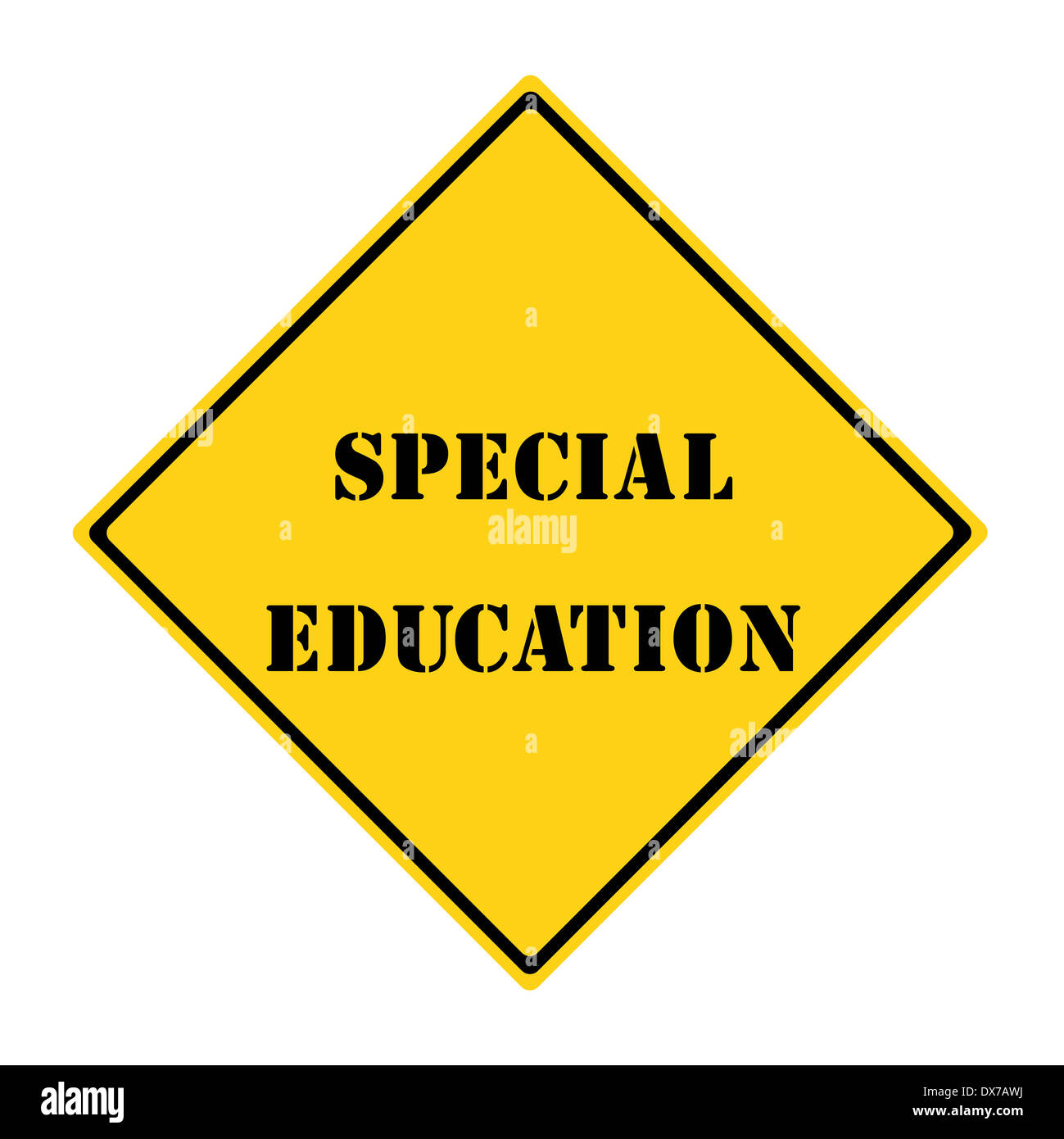 A yellow and black diamond shaped road sign with the words SPECIAL ...