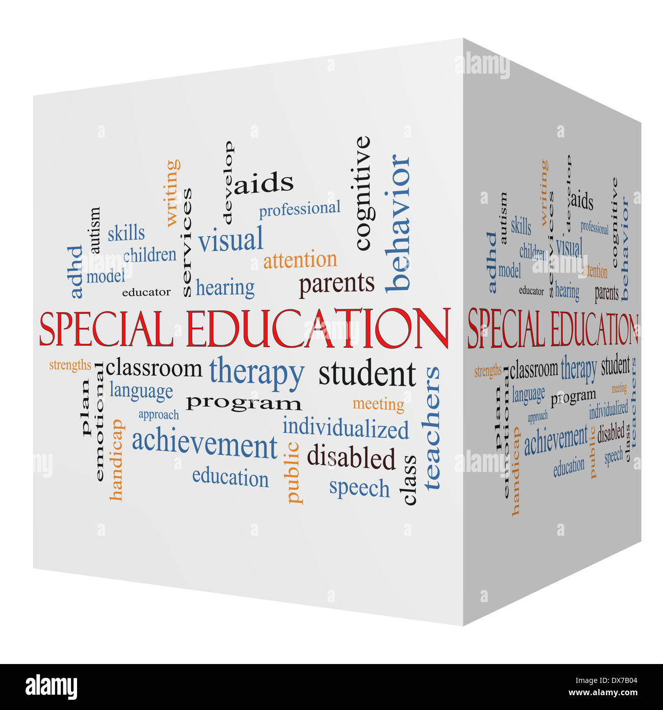 Special Education 3D cube Word Cloud Concept with great terms such as ...