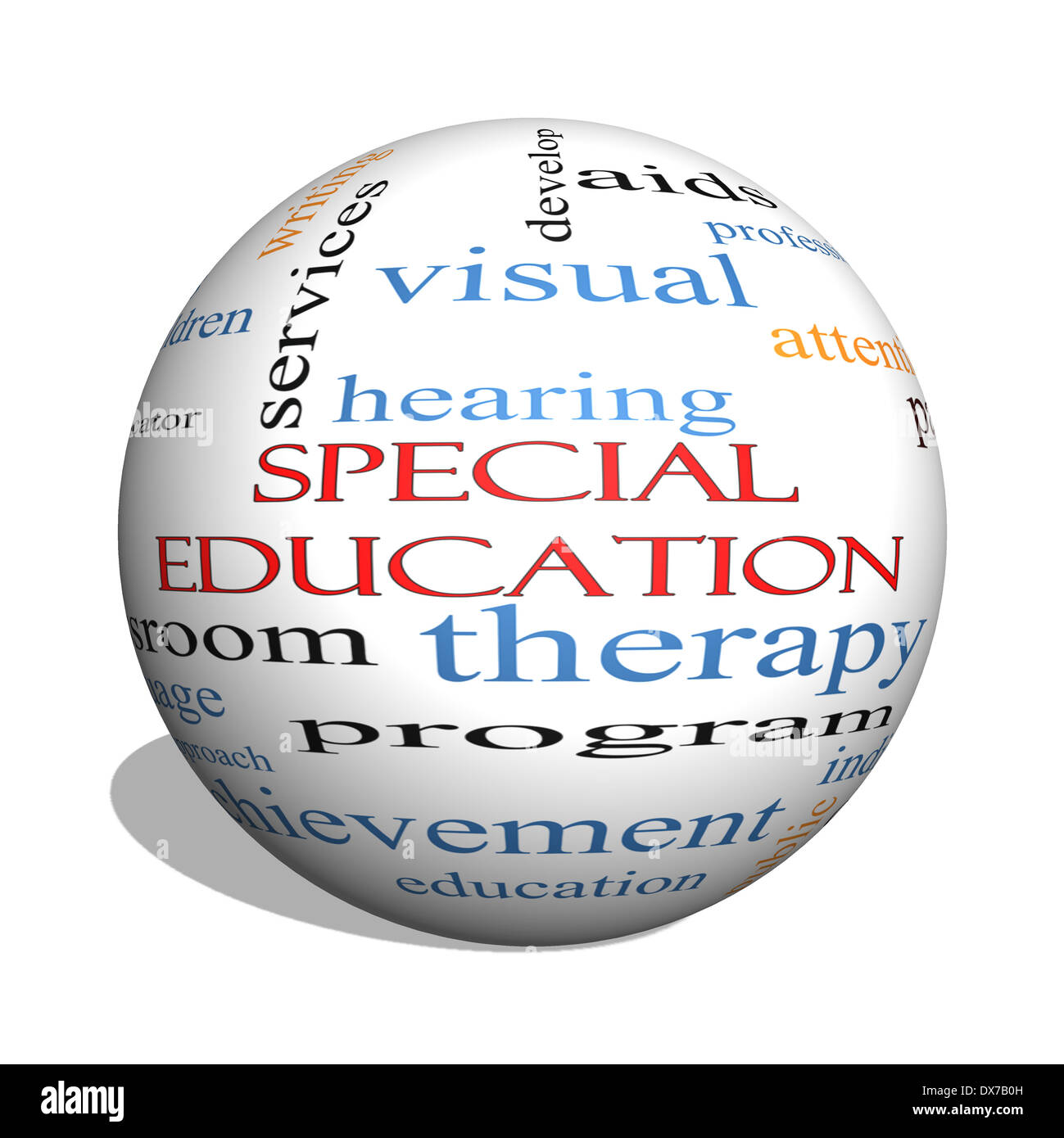 Special Education 3D sphere Word Cloud Concept with great terms such as student, individualized ...