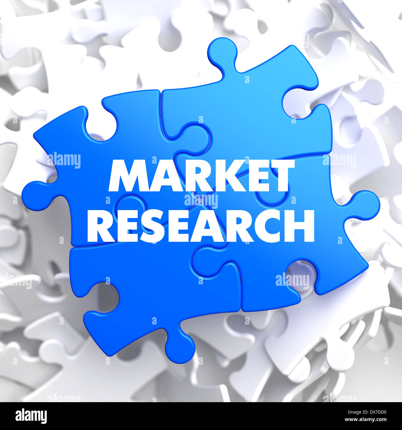 Market Research on Blue Puzzle Stock Photo - Alamy
