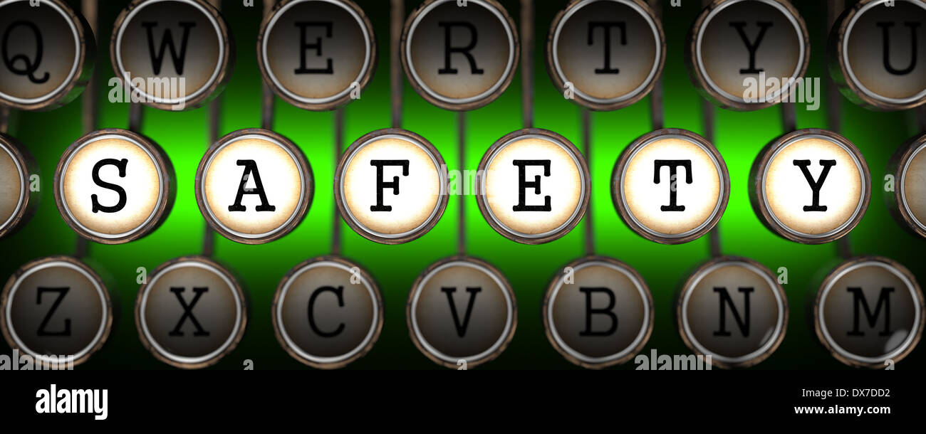 Safety Concept on Old Typewriter's Keys Stock Photo - Alamy