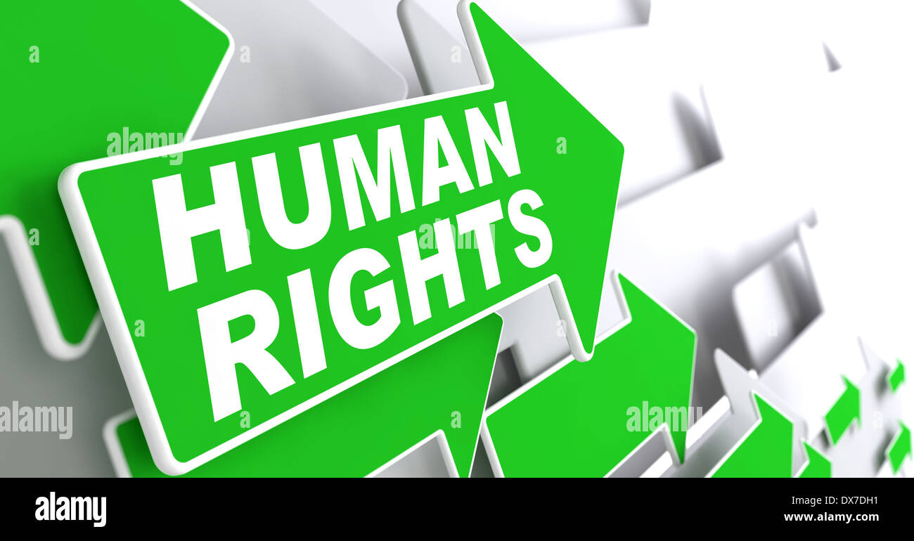 Human Rights on Green Arrow Stock Photo - Alamy