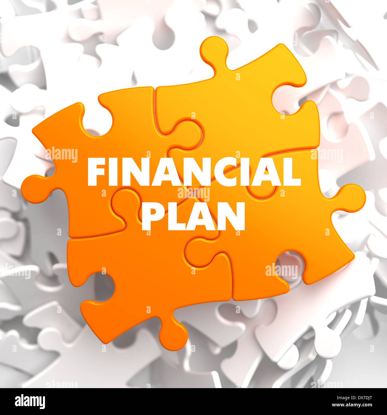 Financial Plan on Orange Puzzle Stock Photo - Alamy