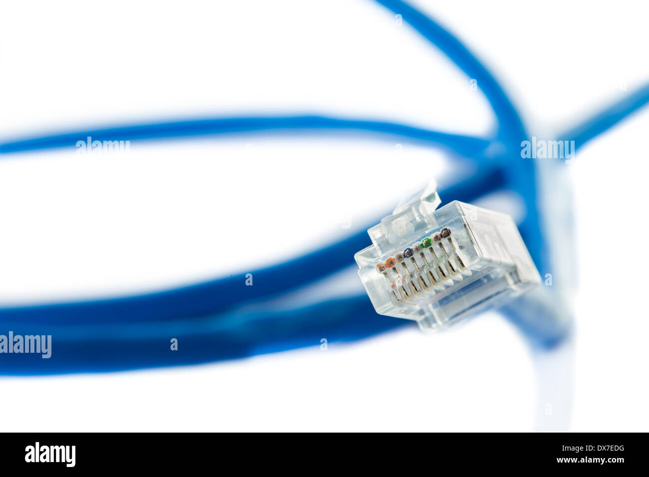 Blue Ethernet Line isolated on white Stock Photo - Alamy