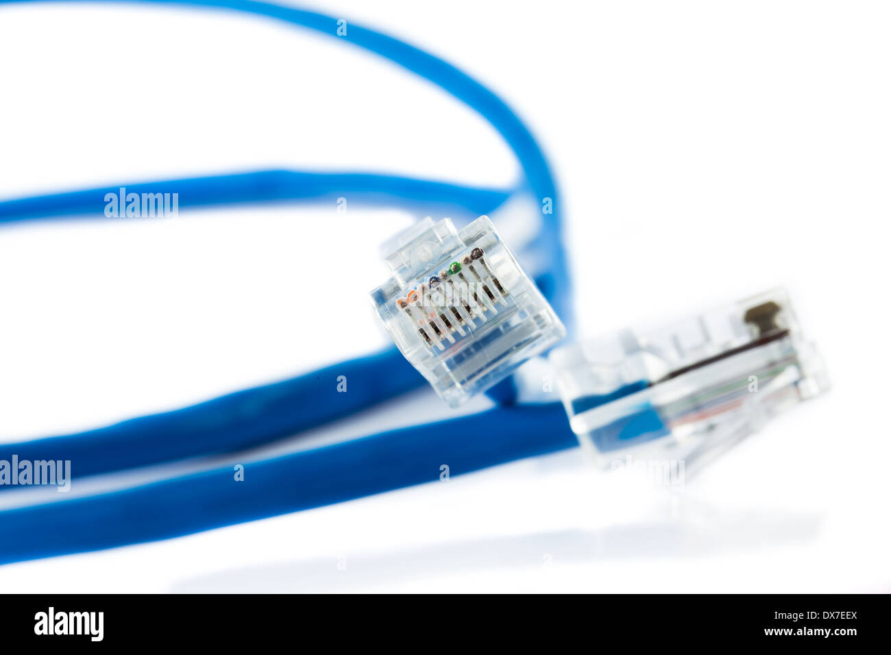 Blue Ethernet Line isolated on white Stock Photo - Alamy