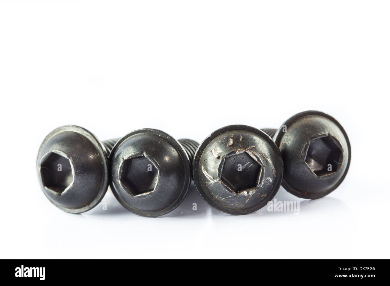 Silver hexagon nut isolated on white Stock Photo - Alamy