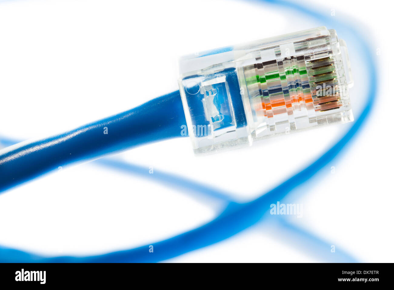 Blue Ethernet Line isolated on white Stock Photo - Alamy