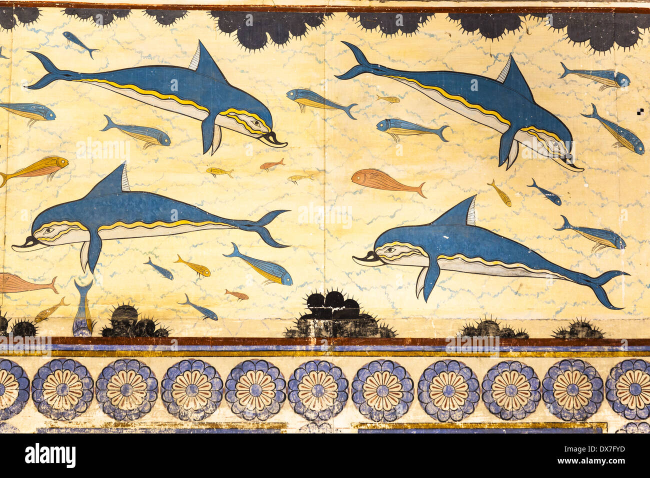 Dolphin fresco in the Queen's Megaron, Knossos Palace, Knossos, Crete ...