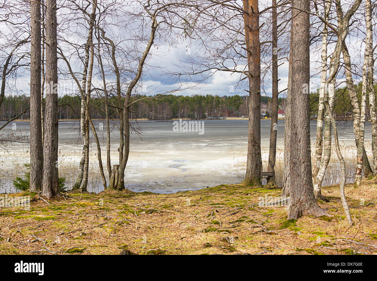 early spring with melting ice and snow Stock Photo - Alamy