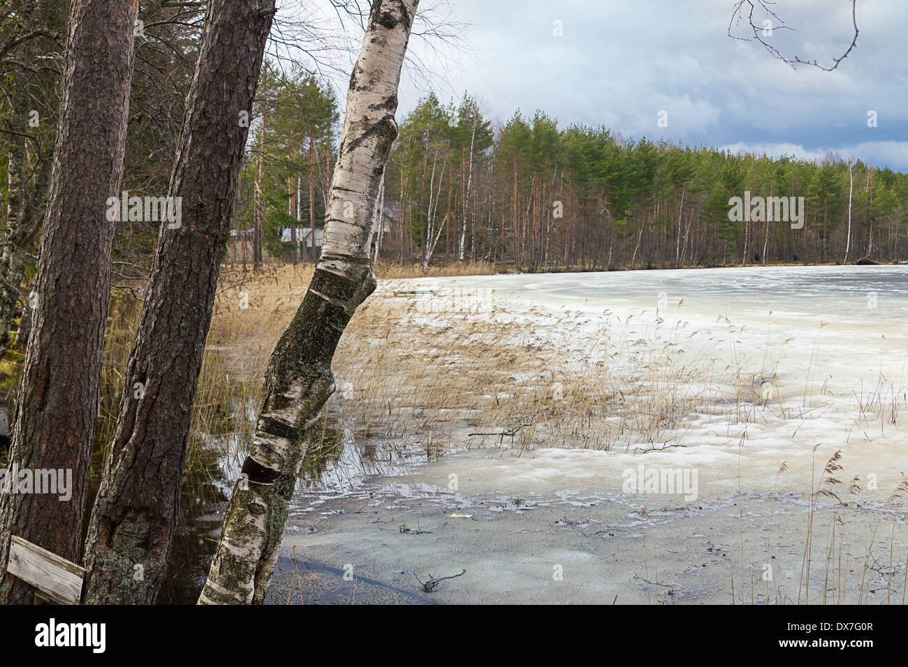 early spring with melting ice and snow Stock Photo - Alamy