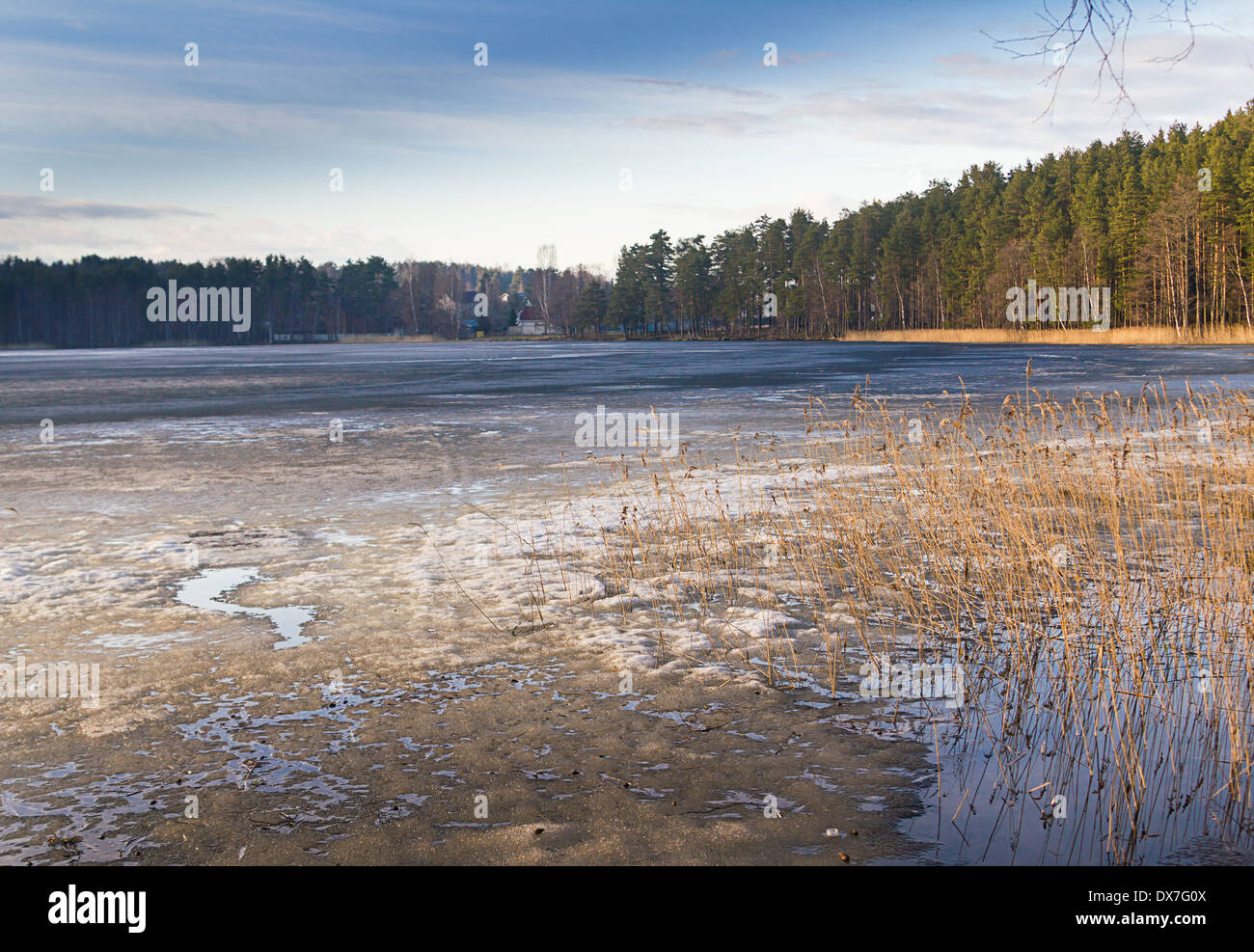early spring with melting ice and snow Stock Photo - Alamy