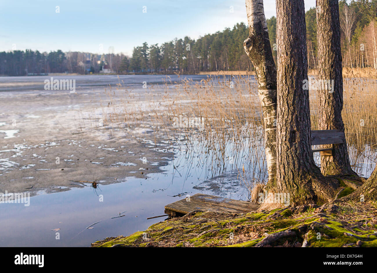 early spring with melting ice and snow Stock Photo - Alamy