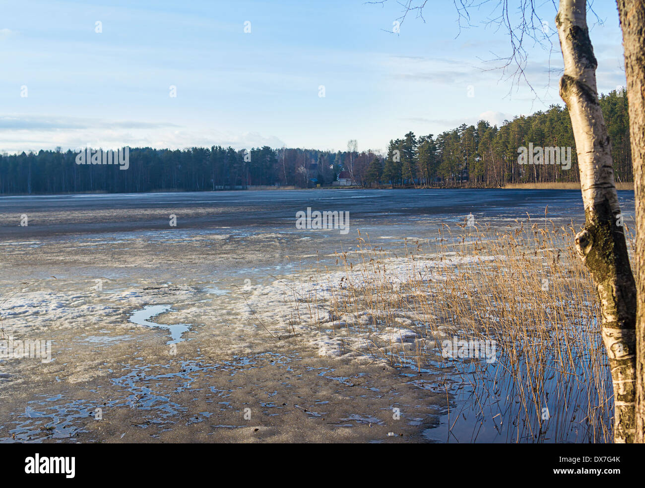 early spring with melting ice and snow Stock Photo - Alamy