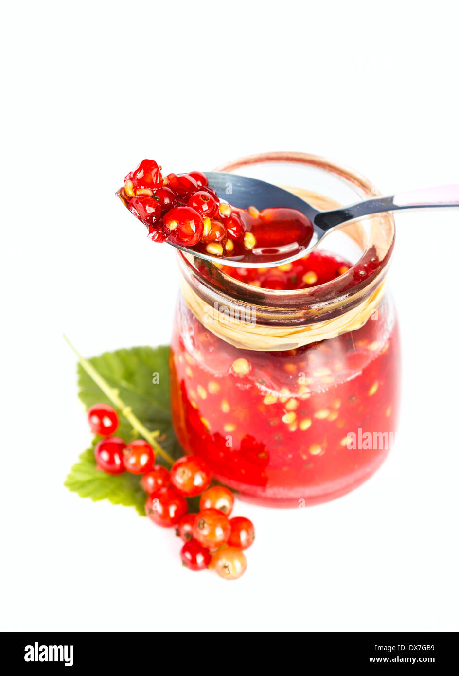 Red current jam on white Stock Photo - Alamy