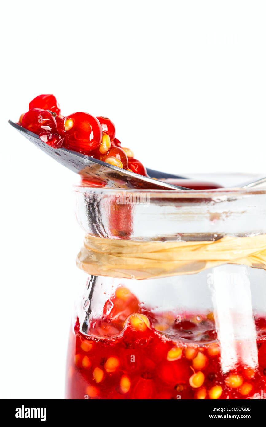 Red current jam on white Stock Photo - Alamy