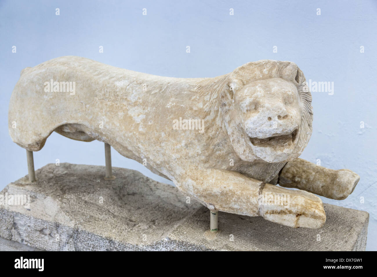 Stone carving of a lion, Delos Museum, Delos Archaeological Site, Delos ...
