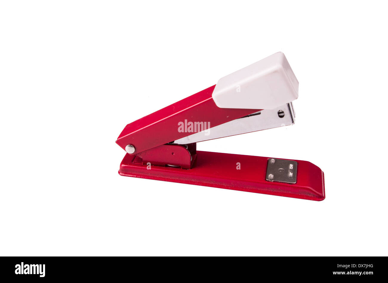 red stapler on a white background Stock Photo - Alamy