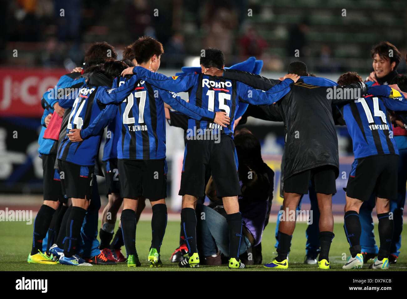 Osaka, Japan. 19th Mar, 2014. Gamba Osaka team group Football/Soccer ...