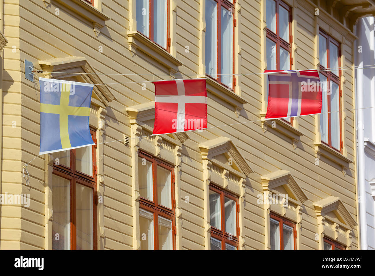 Europe, Scandinavia, Sweden, Gothenburg, Haga District, Flags ...