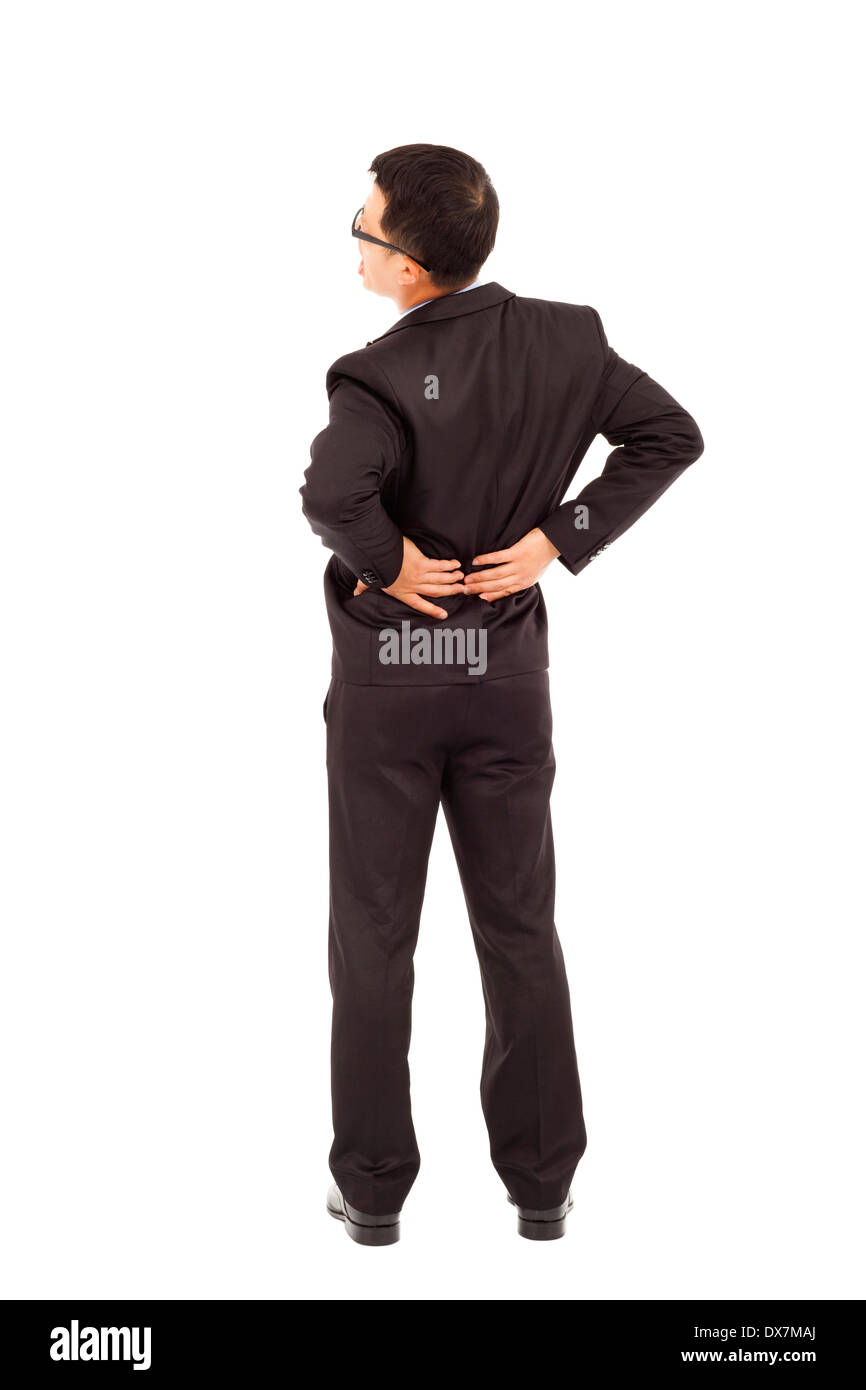 businessman have back pain over white background Stock Photo - Alamy