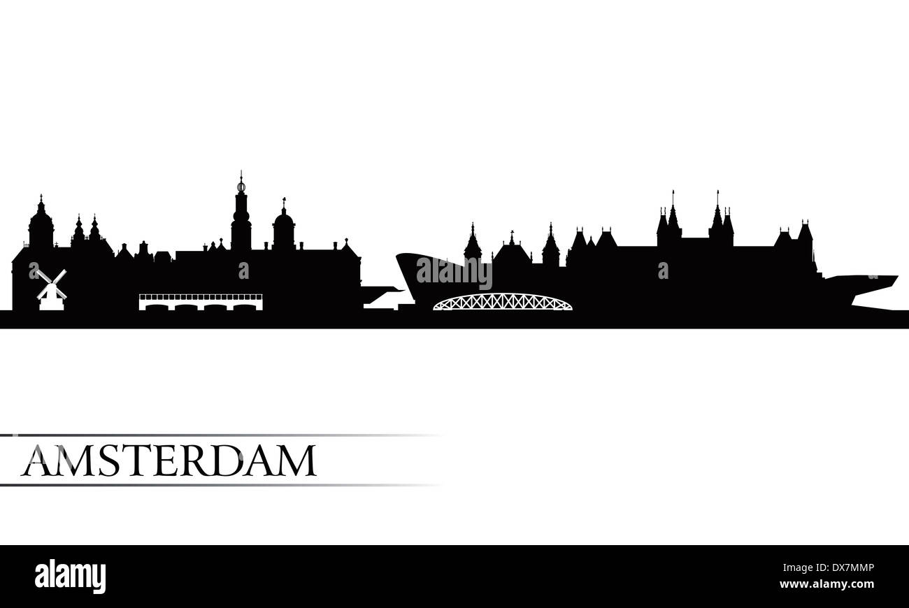 Amsterdam city skyline silhouette background Stock Photo - Alamy
