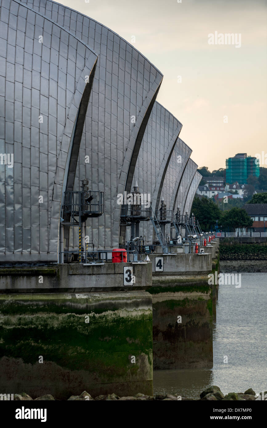 The Thames Flood Barrier on the River Thames in East London Stock Photo ...