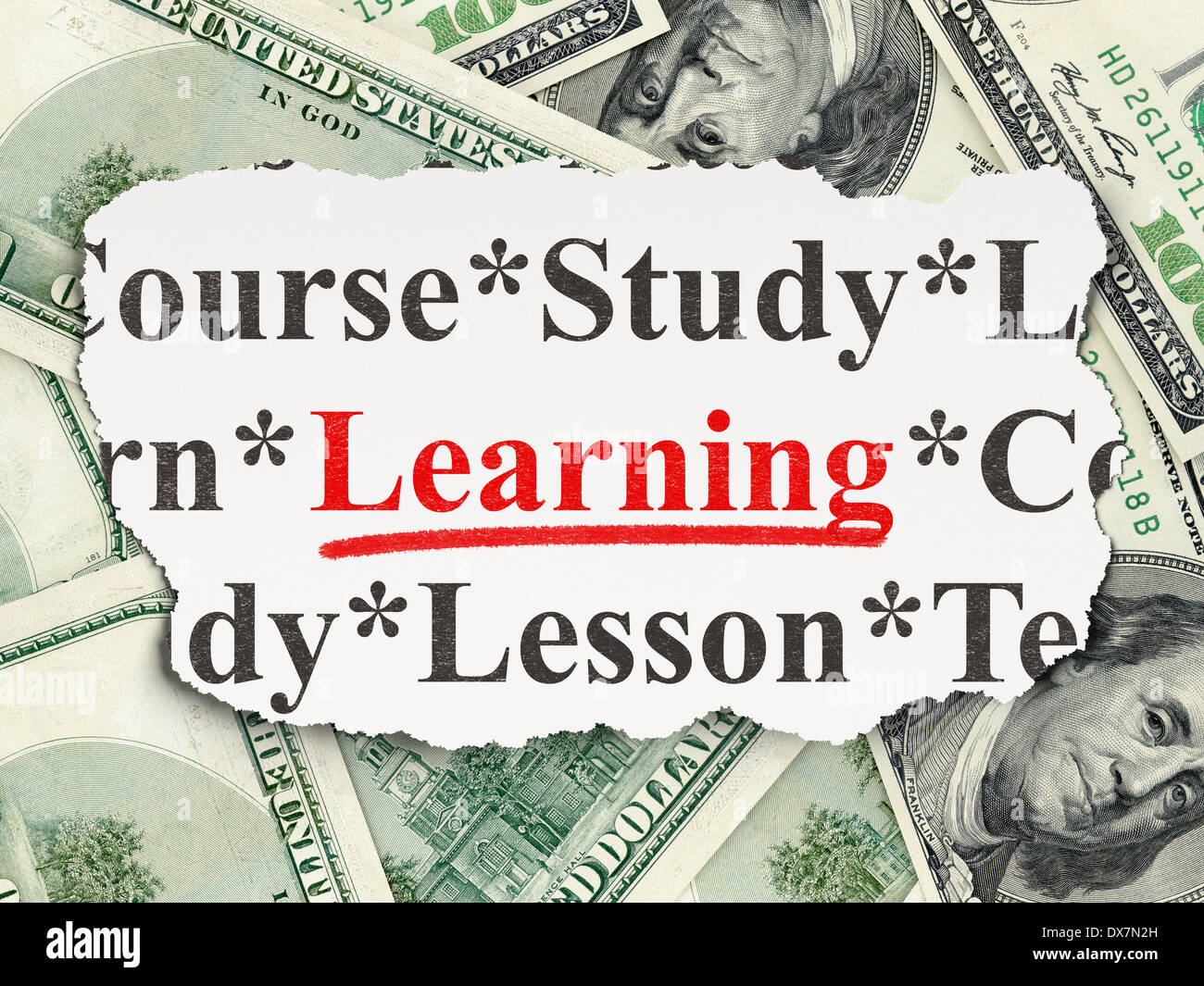 Education concept: Learning on Money background Stock Photo - Alamy