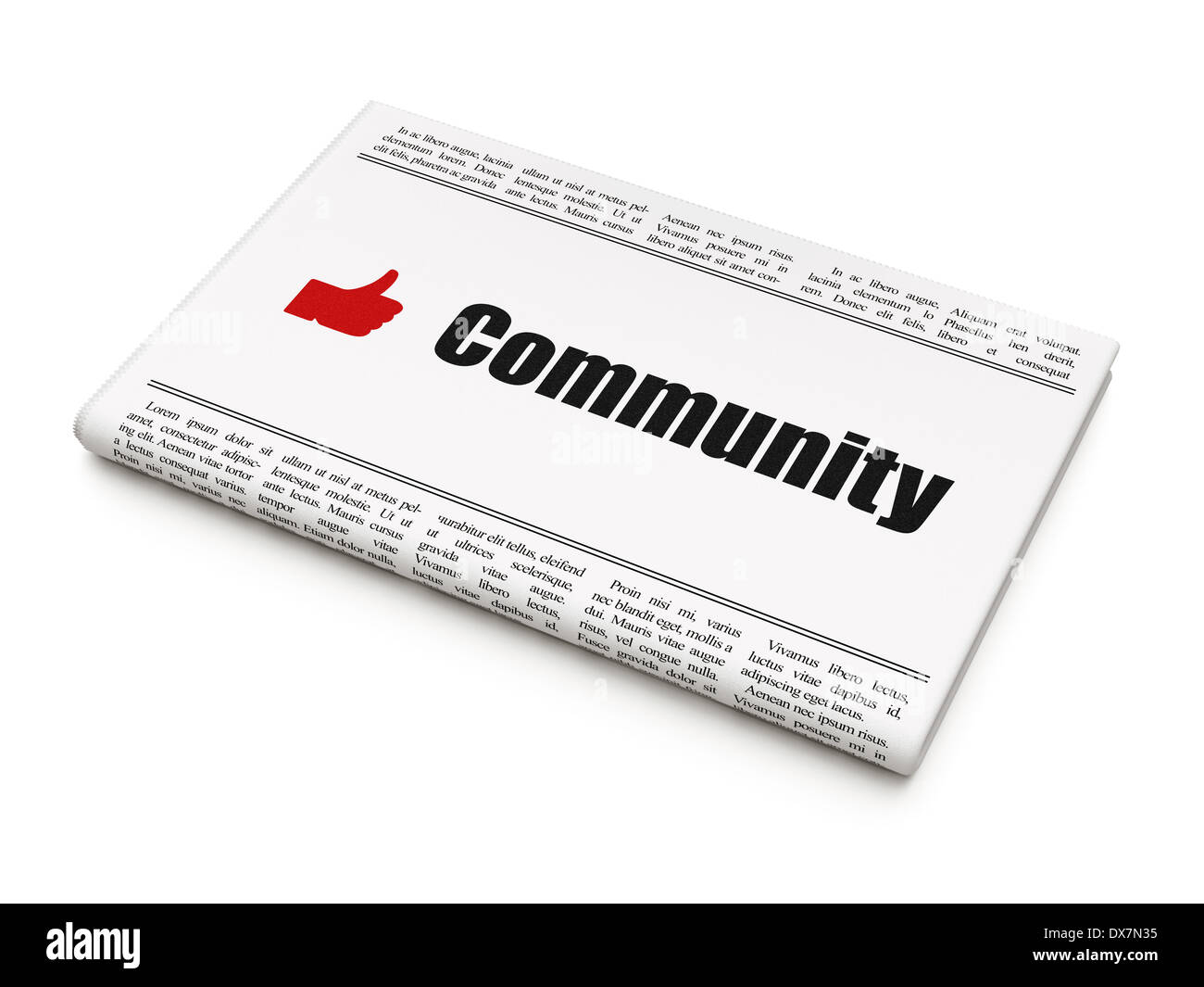 Social network concept: newspaper with Community and Thumb Up Stock ...