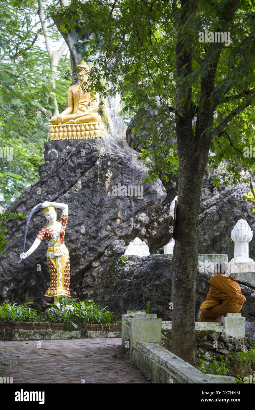 Wat Chom Si on Mount Phousi in Luang Prabang, Laos Stock Photo - Alamy