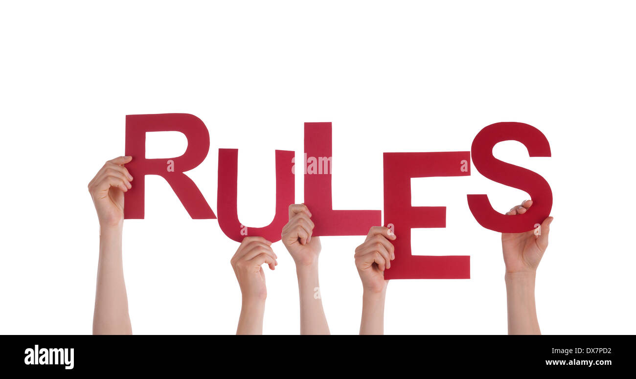 Many People Holding the Word Rules, Isolated Stock Photo - Alamy