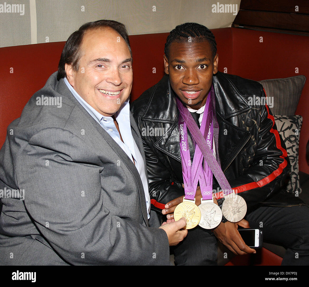 Jon Morgan Woodward and 2012 Olympic gold medalist, Yohan Blake, at a ...