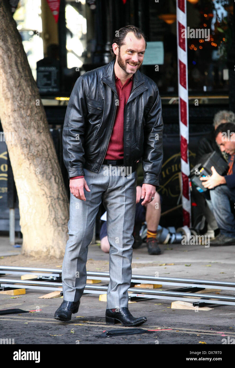 Jude Law on the set of 'Dom Hemingway' in central London London ...