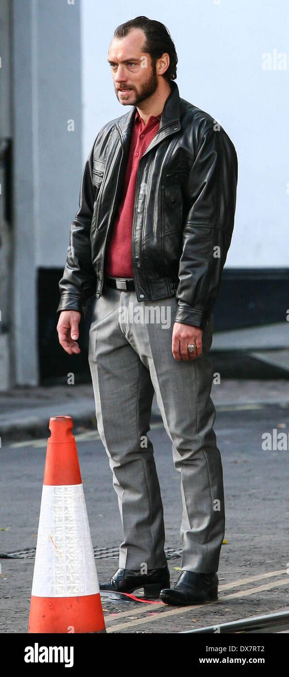 Jude Law on the set of 'Dom Hemingway' in central London London ...