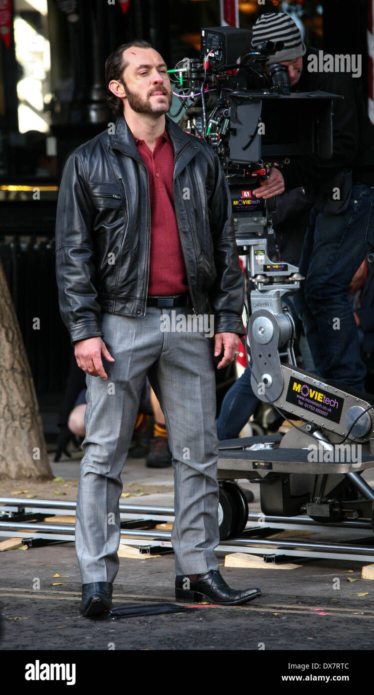 Jude Law on the set of 'Dom Hemingway' in central London London ...