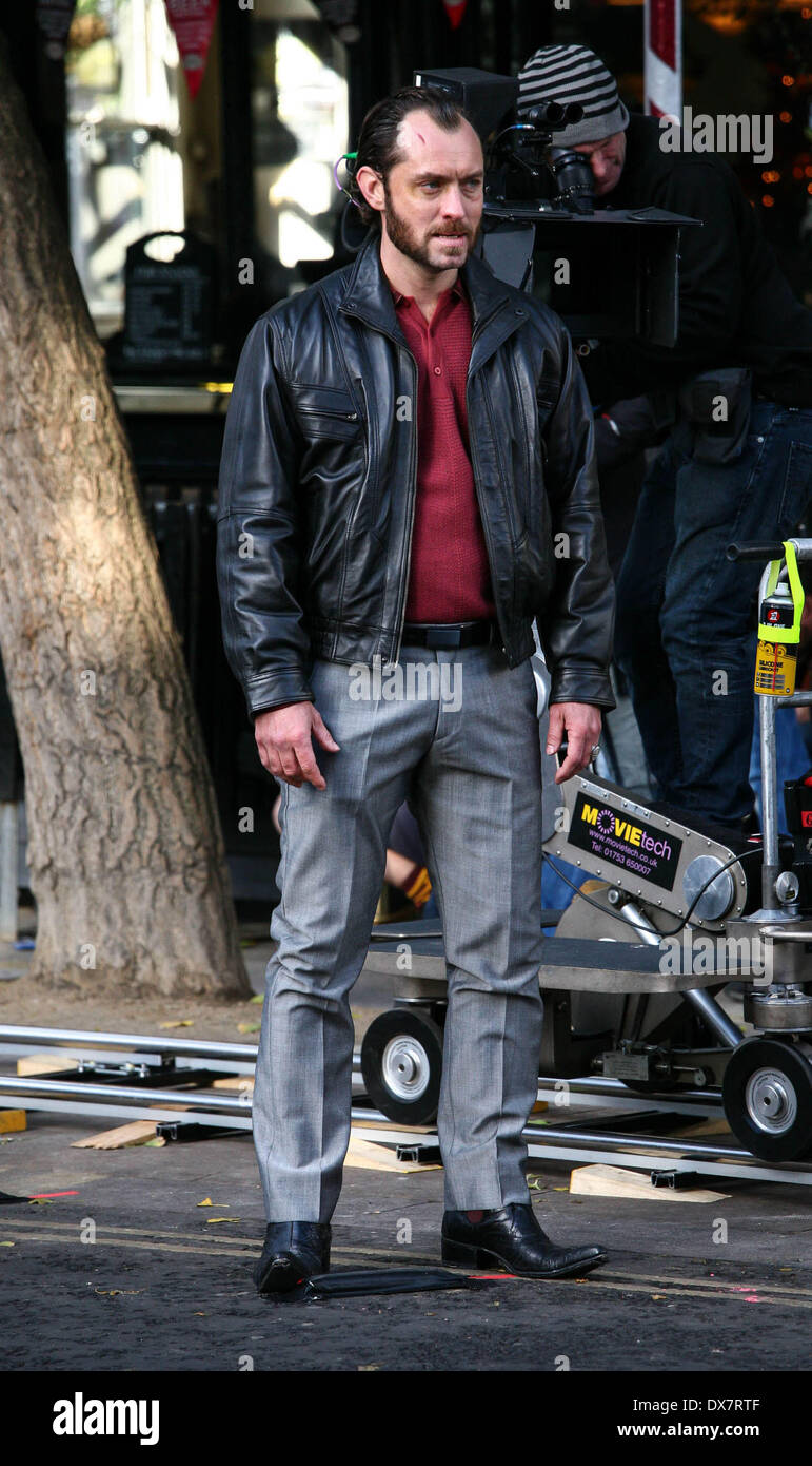 Jude Law on the set of 'Dom Hemingway' in central London London ...