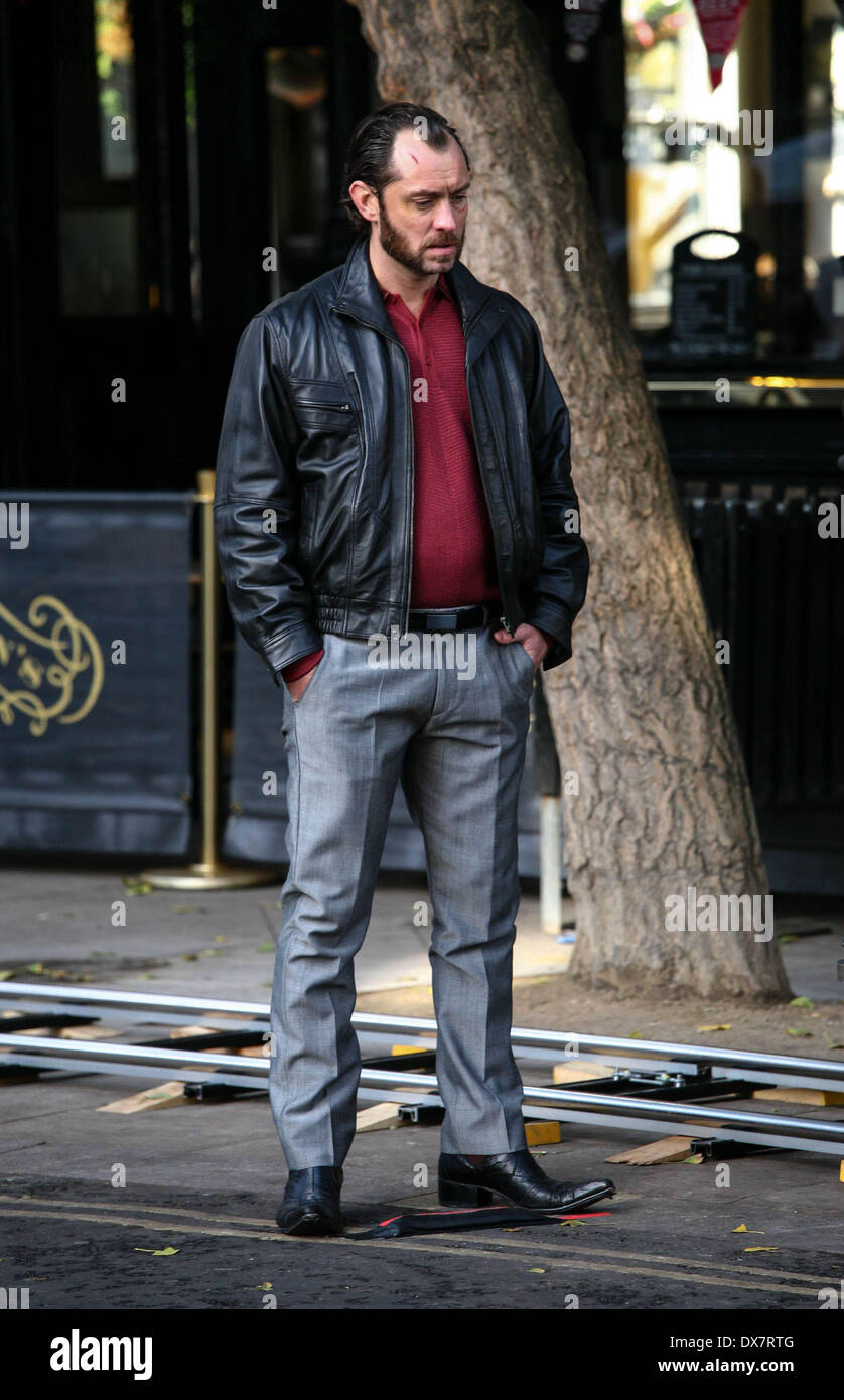 Jude Law on the set of 'Dom Hemingway' in central London London ...