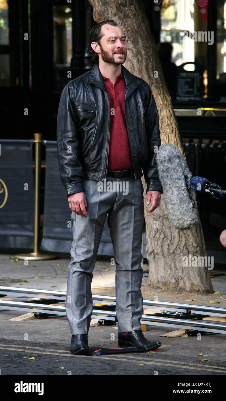 Jude Law on the set of 'Dom Hemingway' in central London London ...