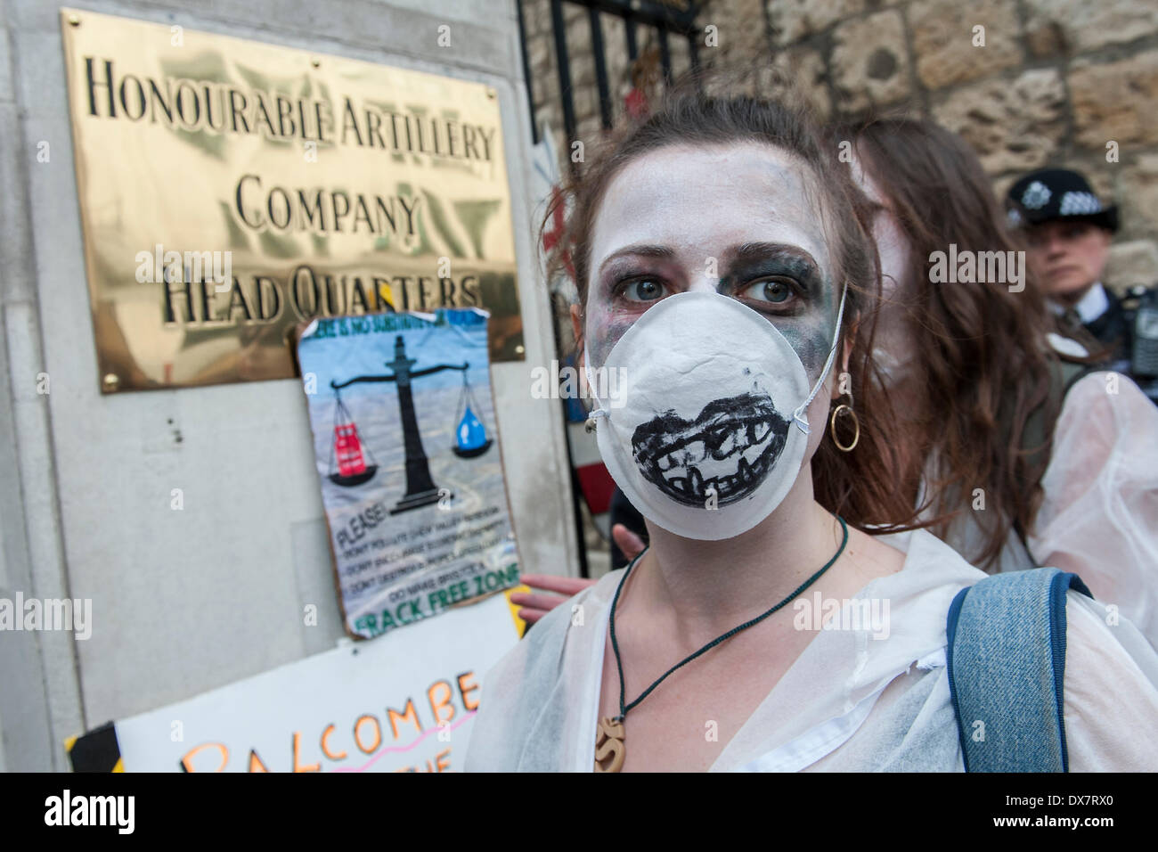 London, UK . 19th Mar, 2014. A Fracked Future themed carnival takes ...